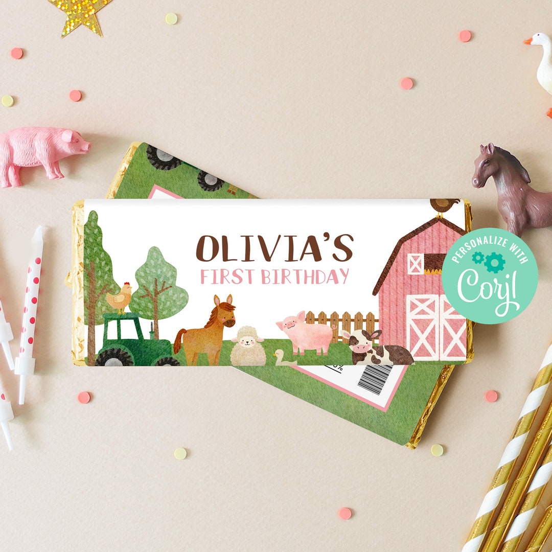 Editable Farm Animals Candy Bar Wrapper Template Instant Download ...