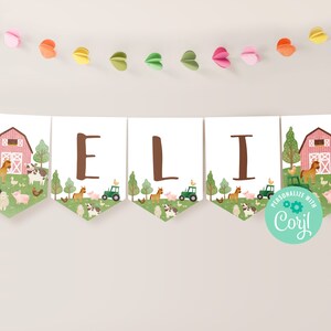 Editable Farm Animals Custom Name Birthday Banner Instant - Etsy