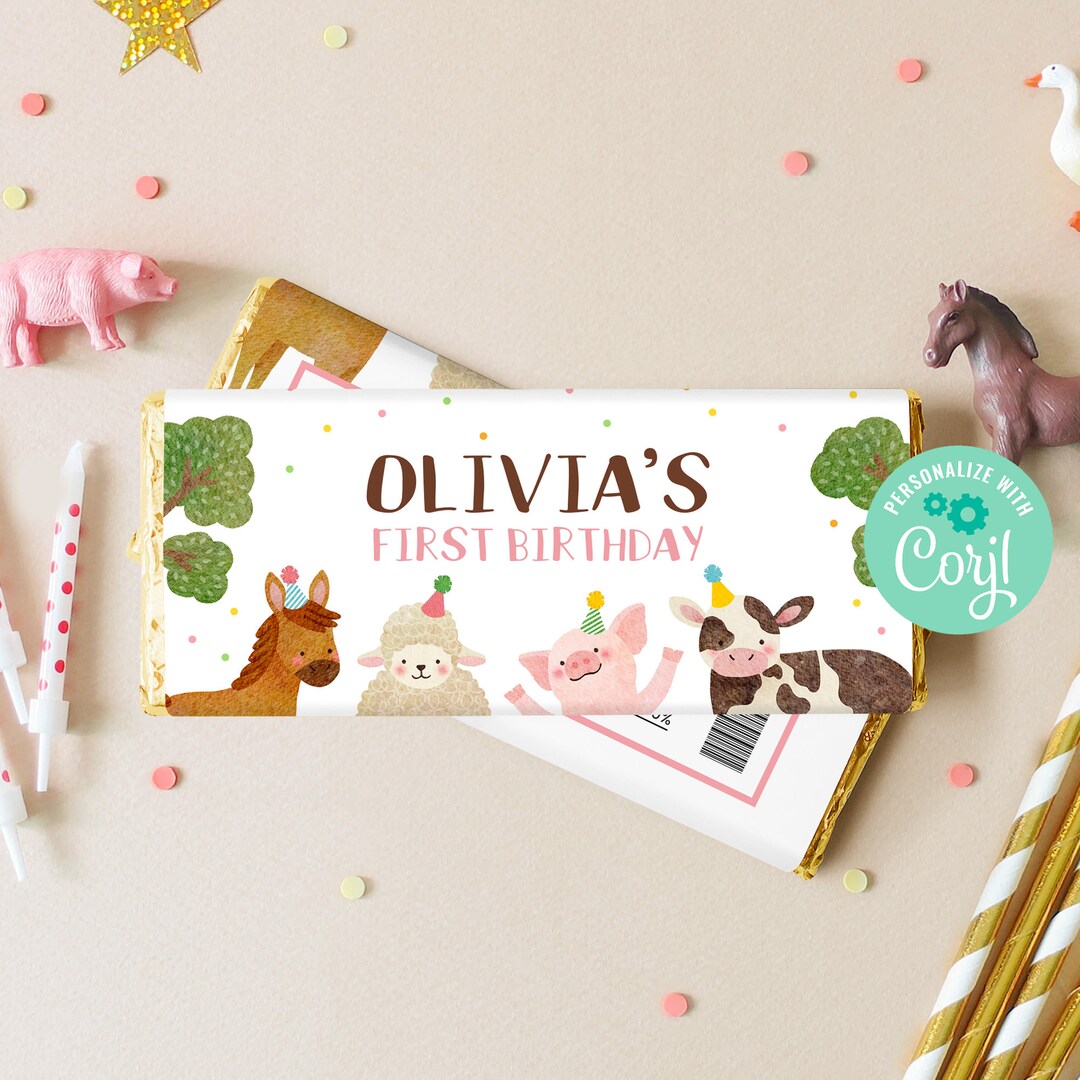 Editable Farm Animals Candy Bar Wrapper Template Instant Download ...