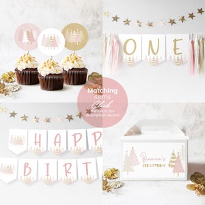 Editable Winter Wonderland Milestone Sign, Snow Tree Digital Birthday ...