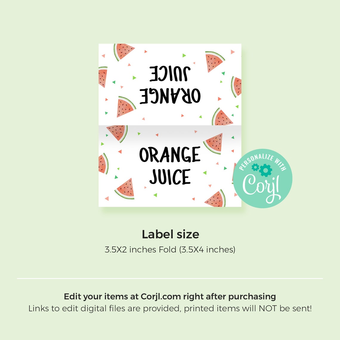 Editable Watermelon Birthday Food Label Template Instant - Etsy
