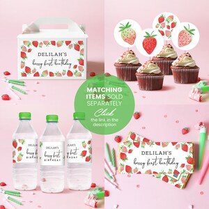 Editable Strawberry Birthday Backdrop Welcome Banner Instant - Etsy