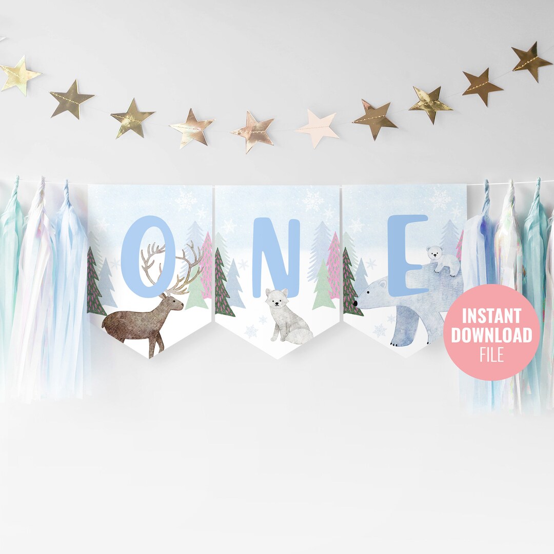 Printable Winter Wonderland ONE Banner Arctic Woodland - Etsy