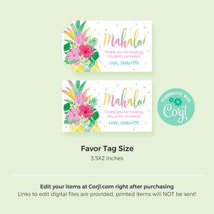 Editable Pineapple Summer Birthday Thank You Favor Tag Template Instant ...
