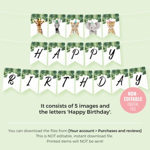 Printable Party Animals Happy Birthday Banner Template Instant Download ...