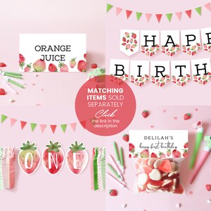Editable Strawberry Birthday Backdrop Welcome Banner Instant Download ...