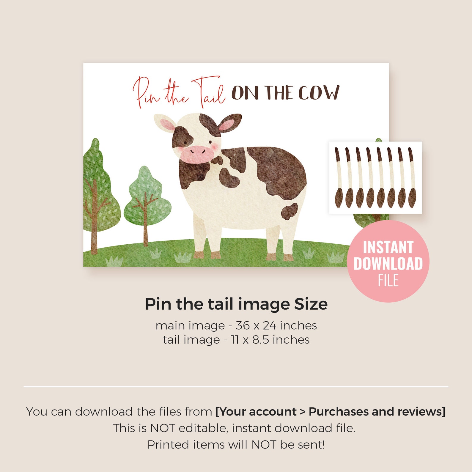 Printable Pin the Tail Birthday Party Game Instant Download - Etsy