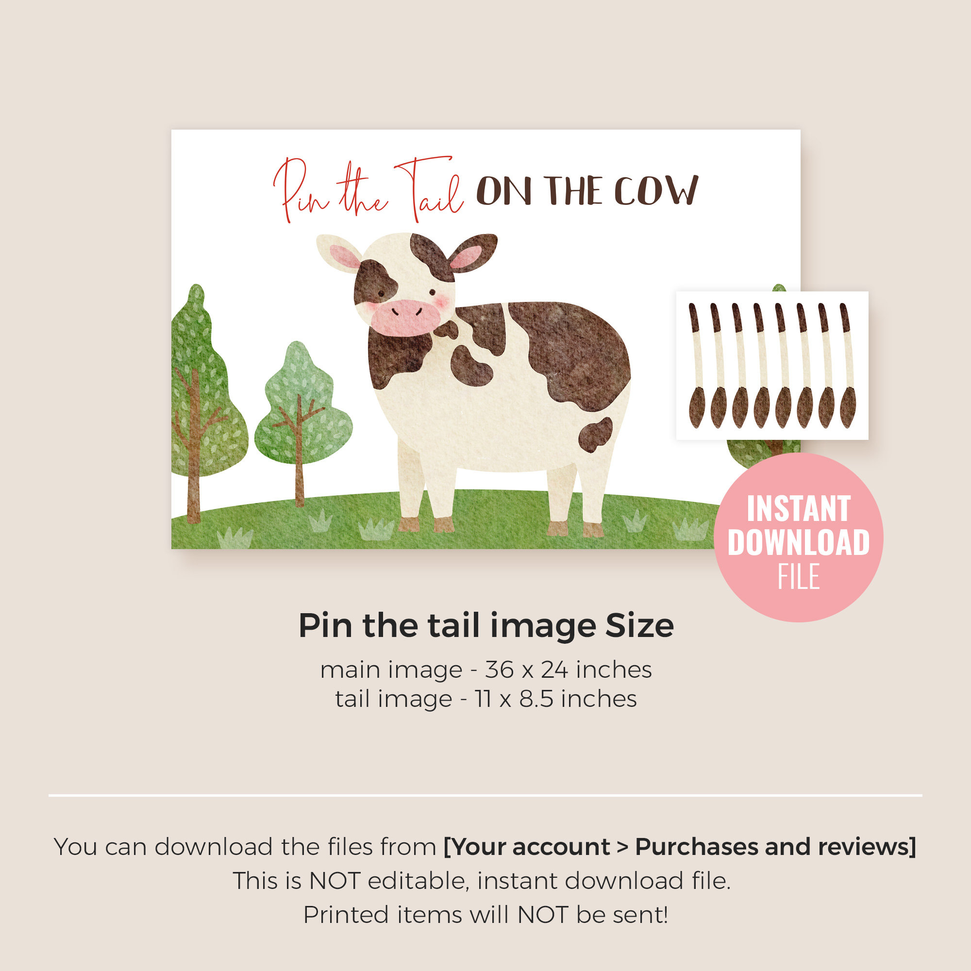 Printable Pin the Tail Birthday Party Game Instant Download - Etsy