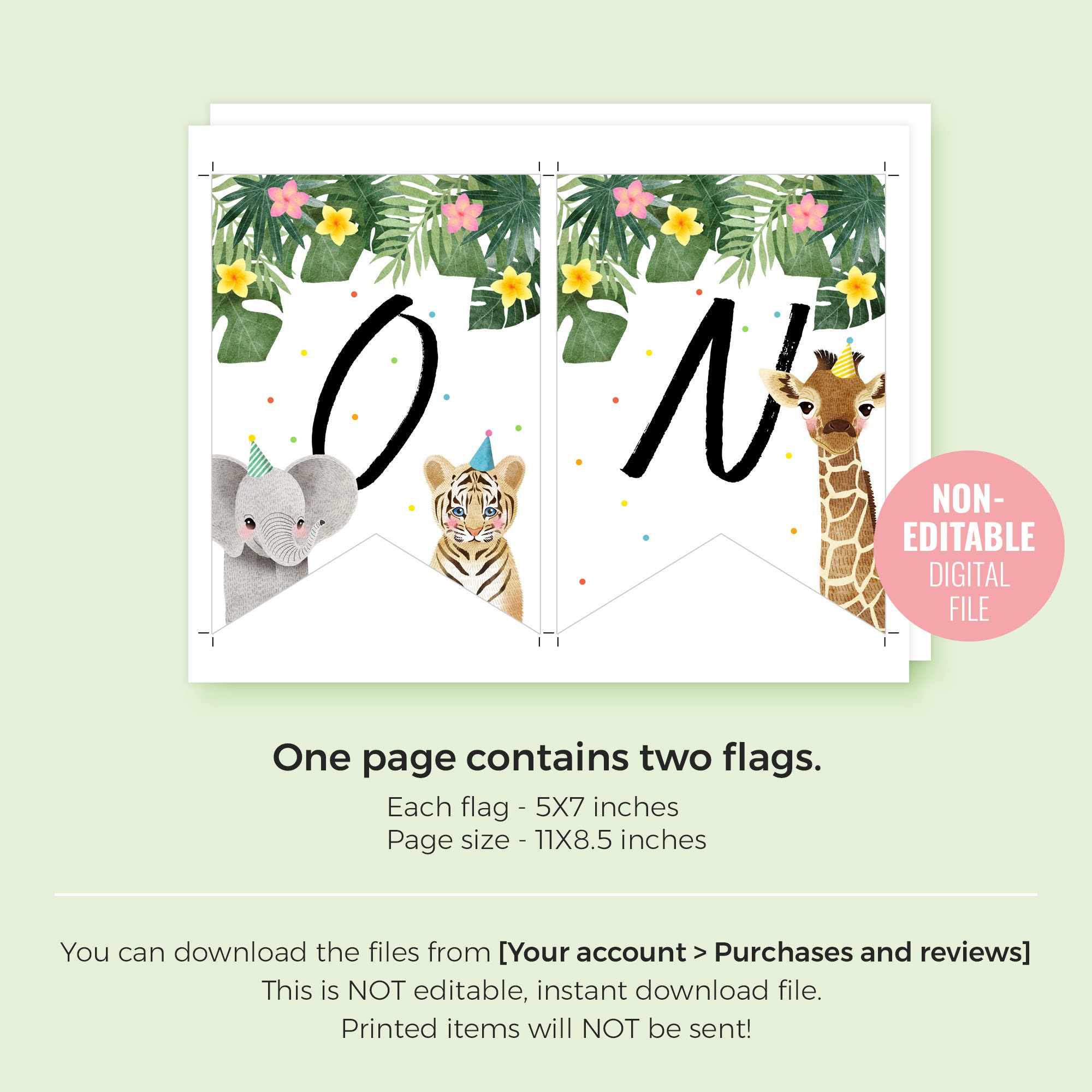 Printable Party Animals First Birthday ONE Banner Instant - Etsy