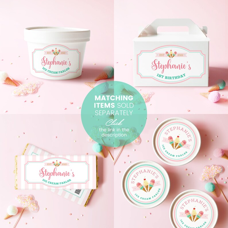 Editable Ice Cream Birthday Food Label Template Instant - Etsy