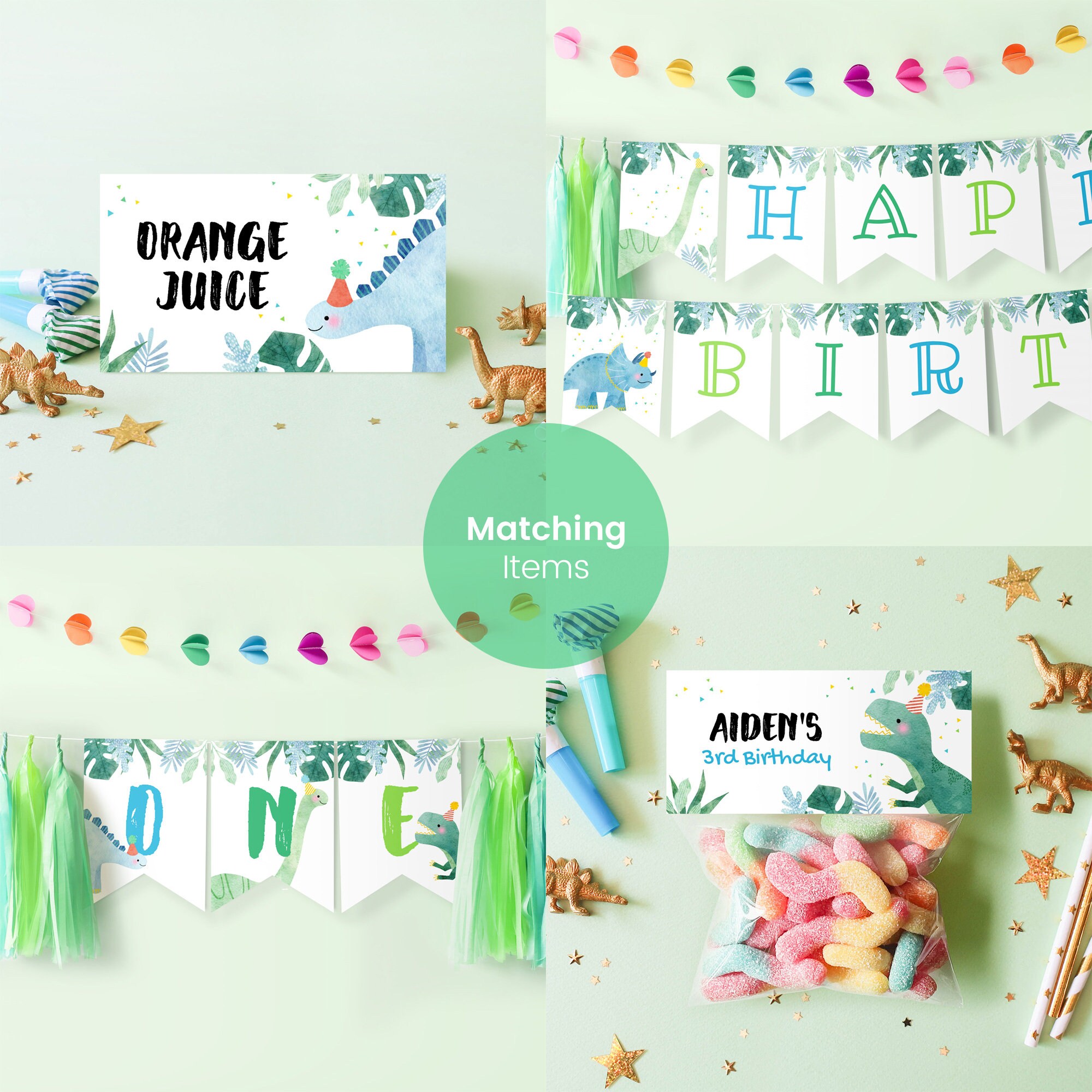 Printable Dinosaur Happy Birthday Banner Template Instant | Etsy