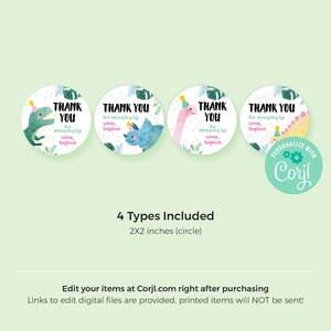 Editable Dinosaur Thank You Tag Dinosaur Birthday Favor Gift - Etsy