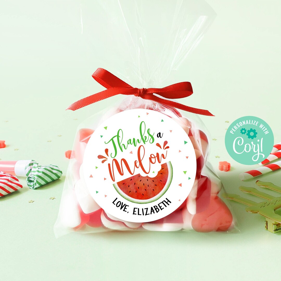 Editable Watermelon Birthday Thank You Favor Tag Template Instant ...
