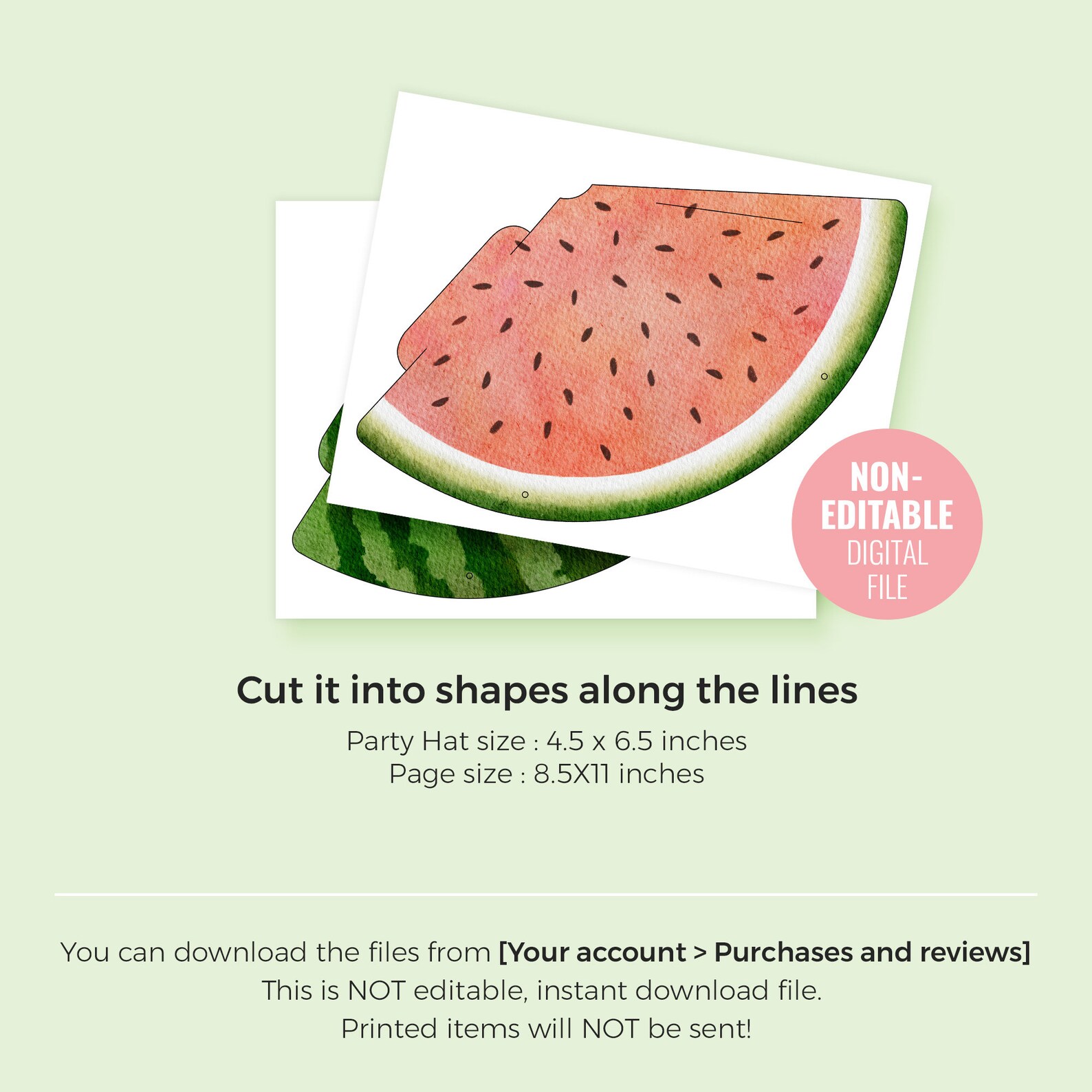 Printable Watermelon Birthday Party Hat Instant Download - Etsy