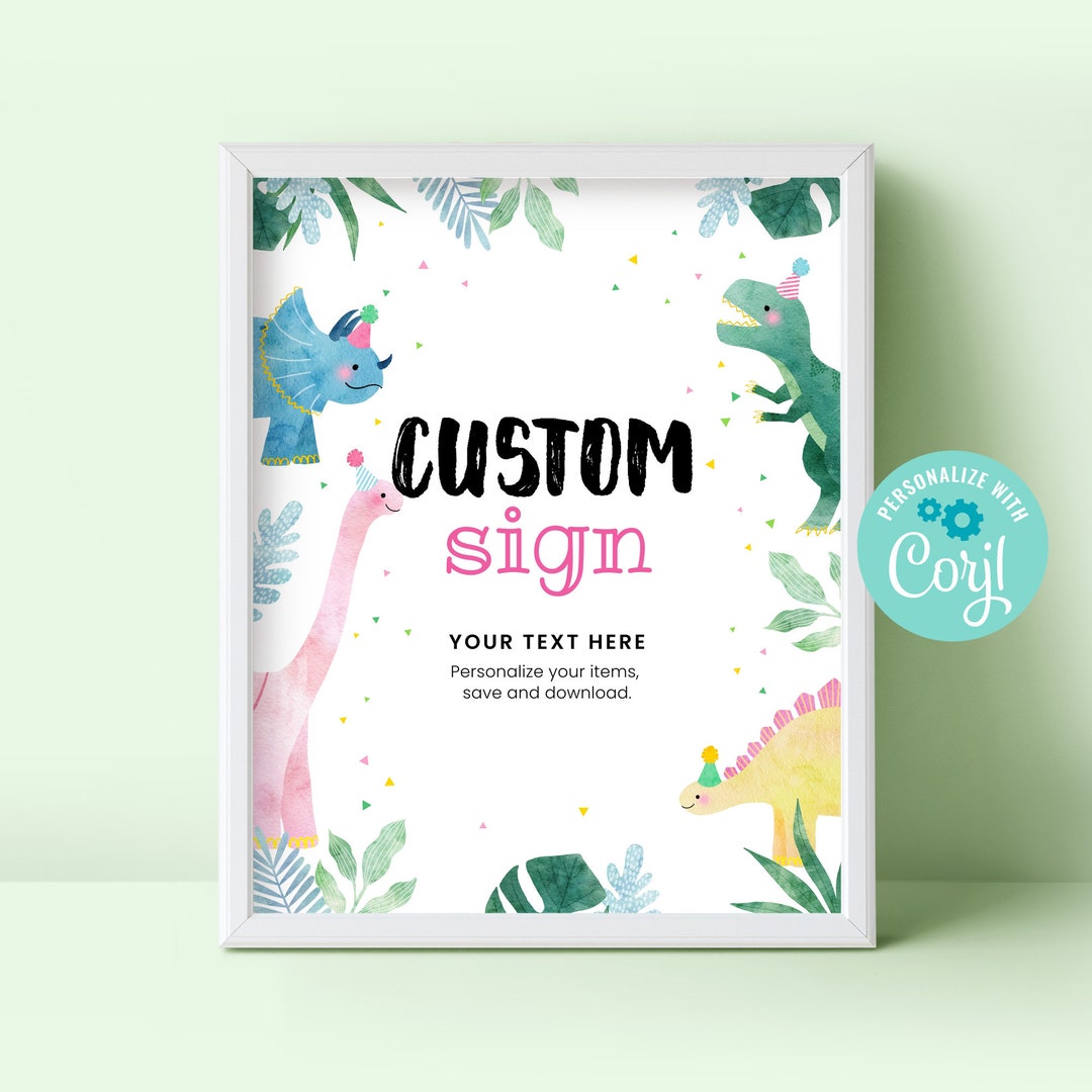 Editable Dinosaur Custom Sign Template Instant Download, Printable ...