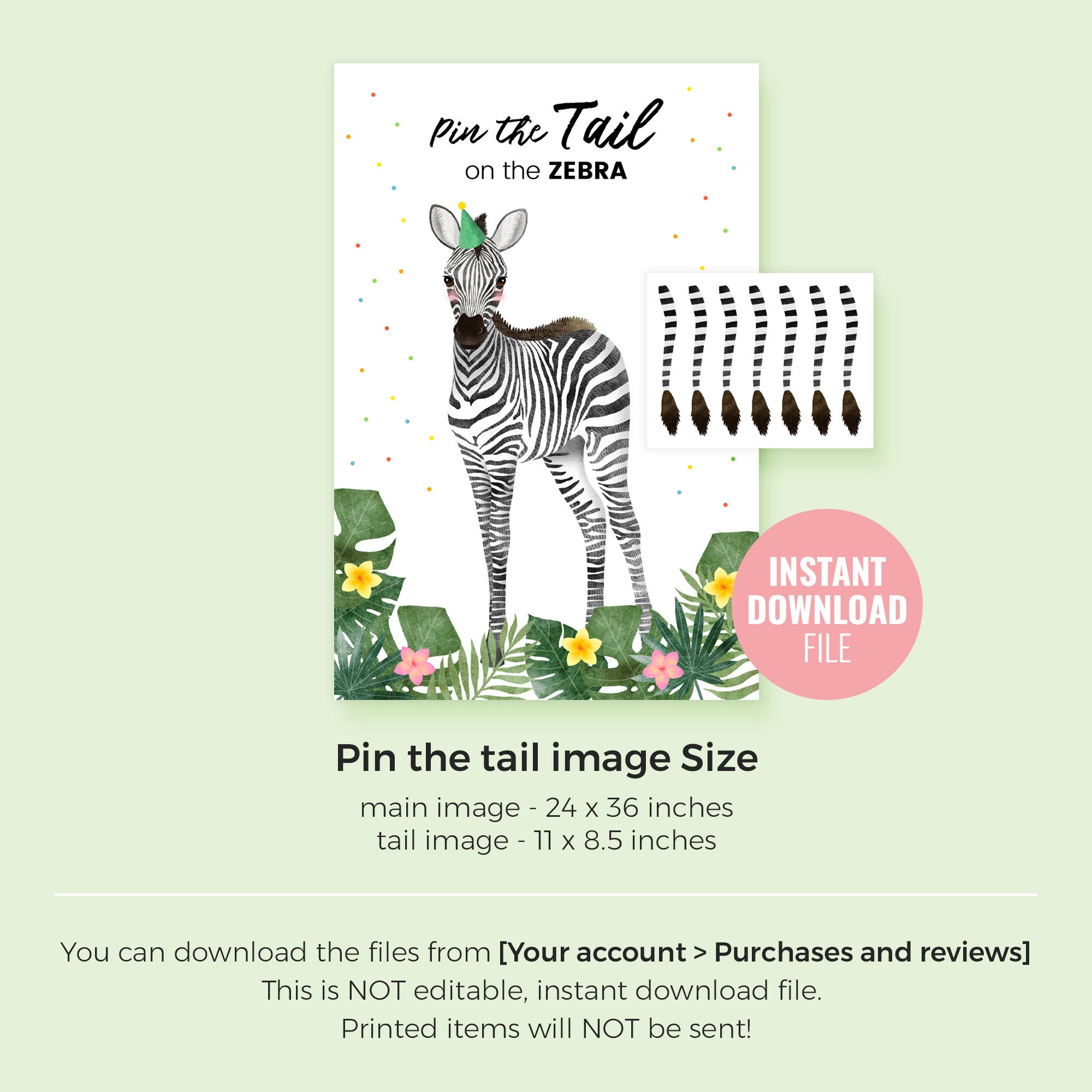 Printable Pin the Tail Birthday Party Game Instant Download - Etsy