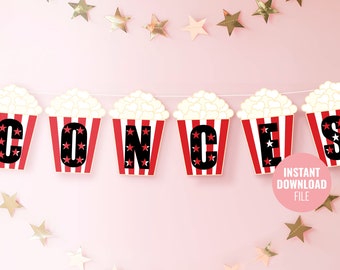 Printable Movie Night Birthday Banner Instant Download Cinema | Etsy