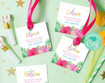 Tropical Name Tag Template - Etsy