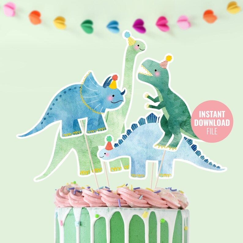 Printable Dinosaur Birthday Cake Topper Instant Download - Etsy