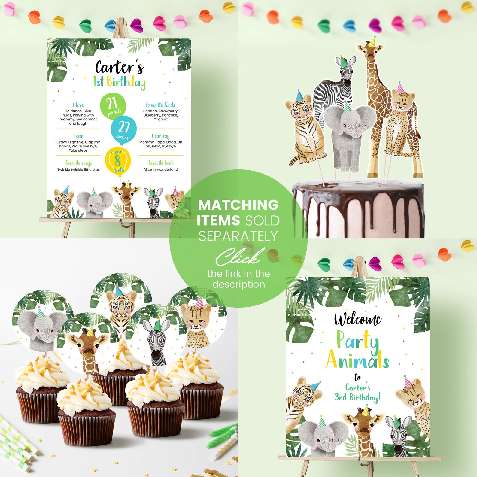 Printable Party Animals Happy Birthday Banner Template Instant - Etsy