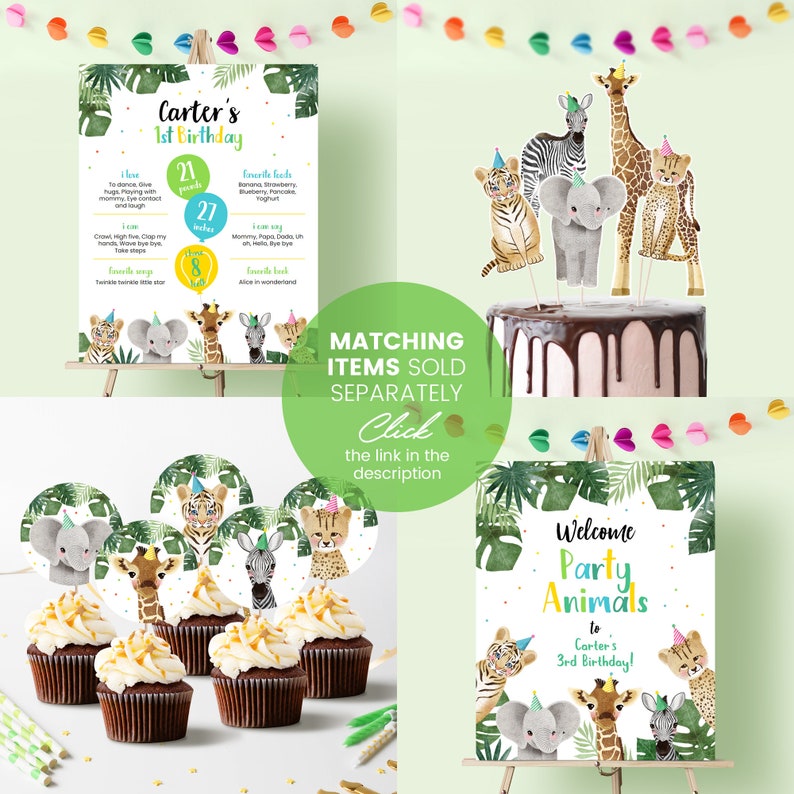 Printable Party Animals Happy Birthday Banner Template Instant - Etsy