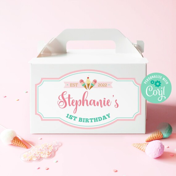 Editable Ice Cream Gable Box Label Template Instant Download | Etsy