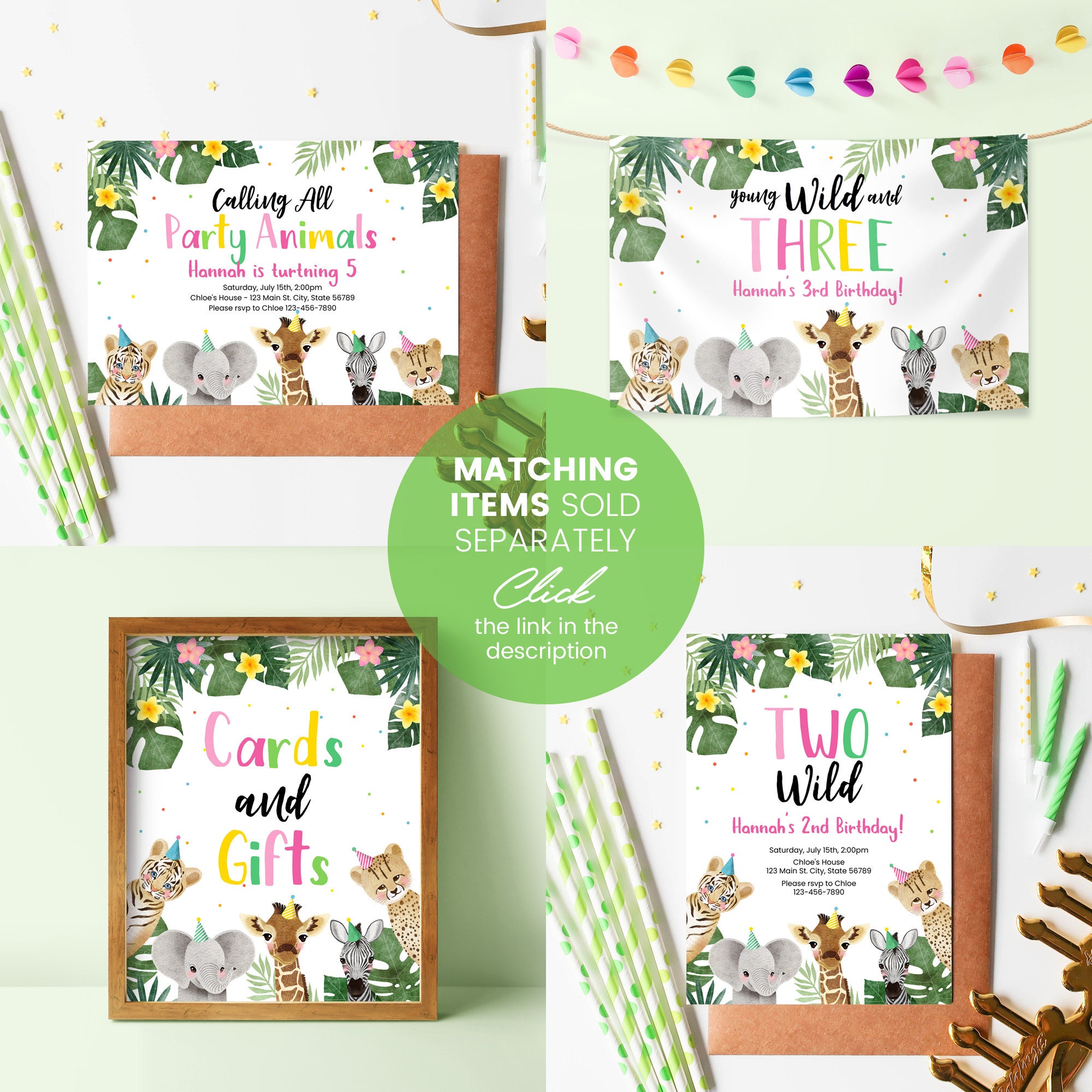 Printable Party Animals Happy Birthday Banner Template Instant - Etsy