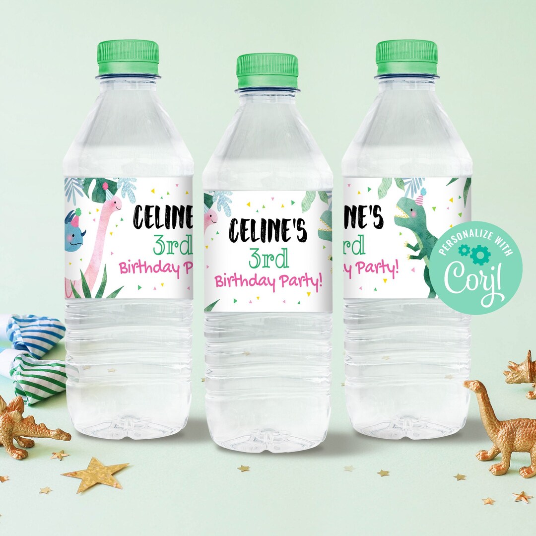 Editable Dinosaur Birthday Water Bottle Label Instant Download ...