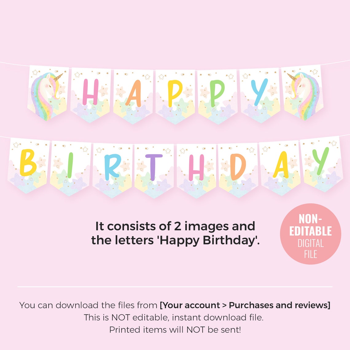 Printable Unicorn Birthday Banner Template Instant Download - Etsy