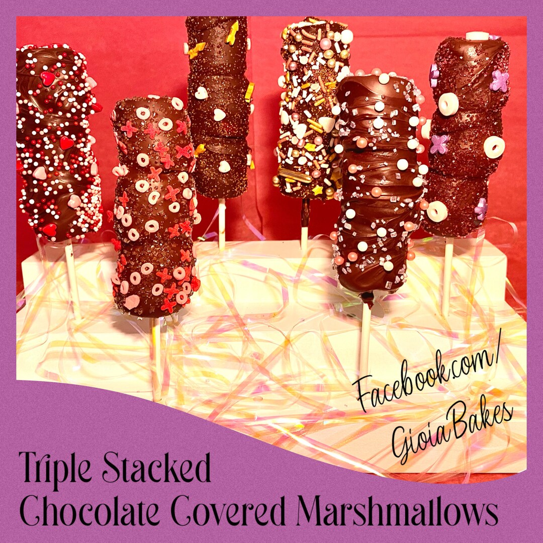 One Dozen Triple Stacked Chocolate Covered Marshmallows - Etsy