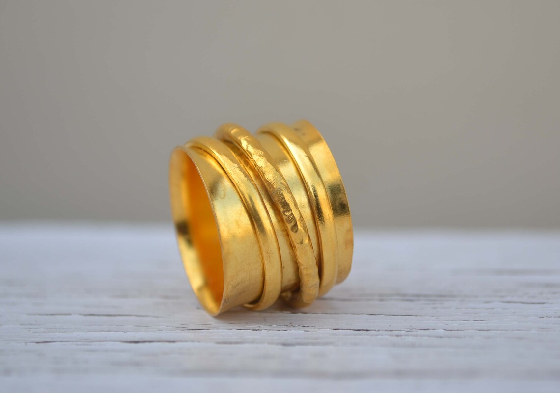 14k Gold Filled Brass Spinner Ring, Handmade Anxiety Jewelry - Etsy