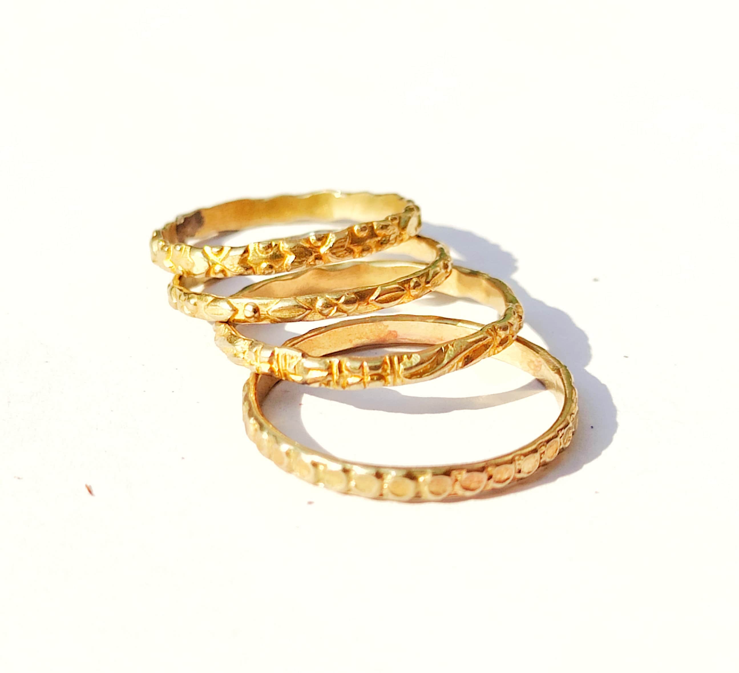 Dainty Pattern Thin 14k Gold Filled Stacking Ring Twisted 14k - Etsy