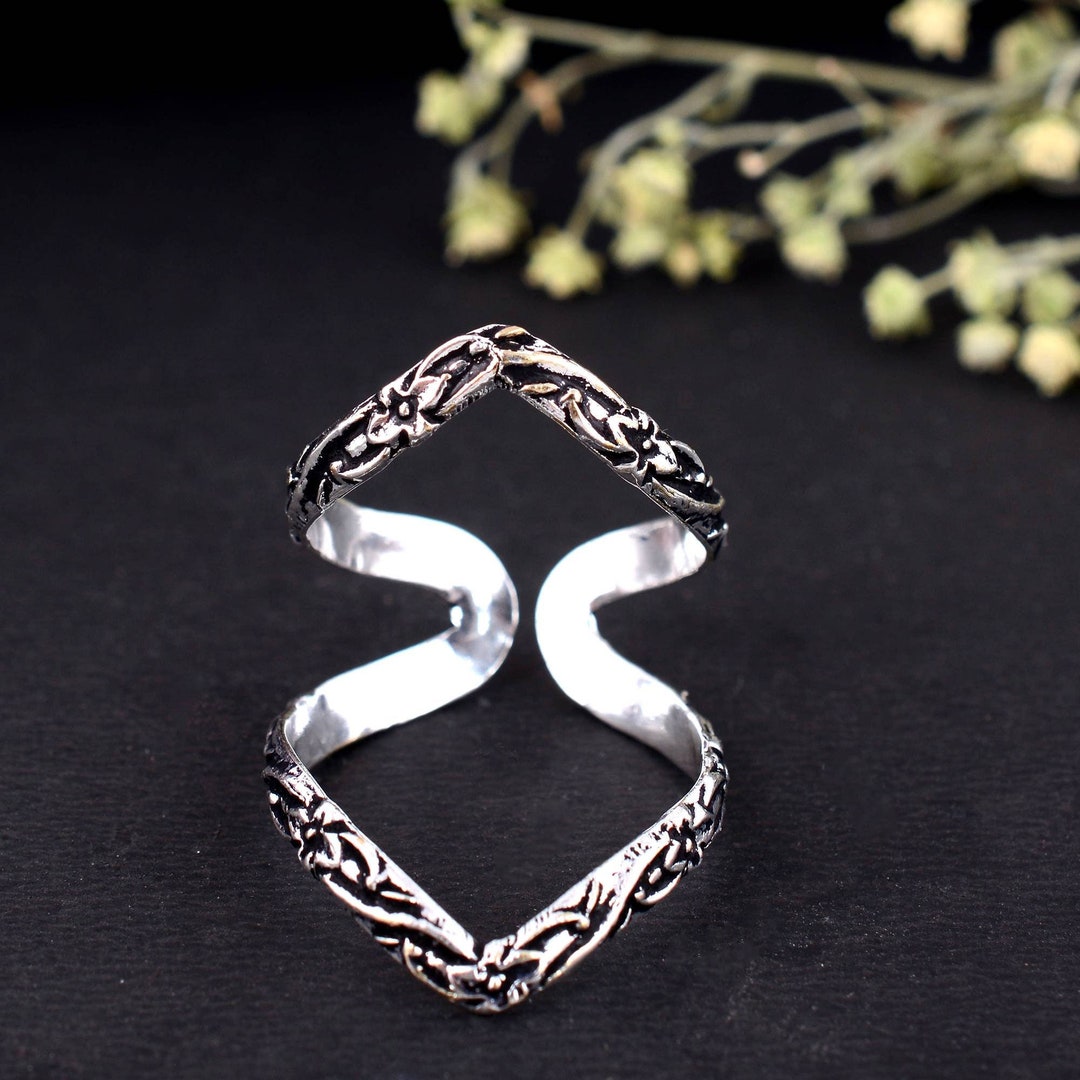 Silver Flower Texture Arthritis Ring Finger Ring Sterling Silver Ring ...