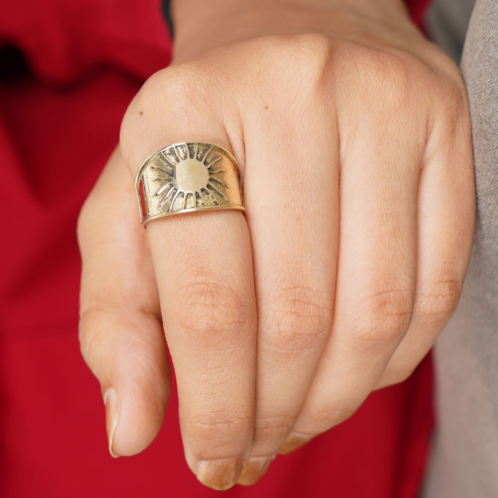 Sun Ring Brass Full Sun Ring for Women Celestial Ring Sun - Etsy