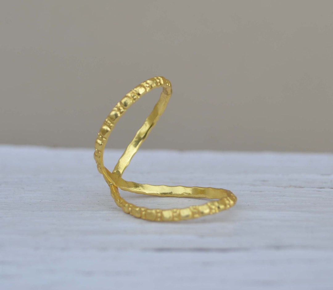 Adjustable Brass Textured Arthritis Ring, 14k Gold Finger Knuckle Ring ...