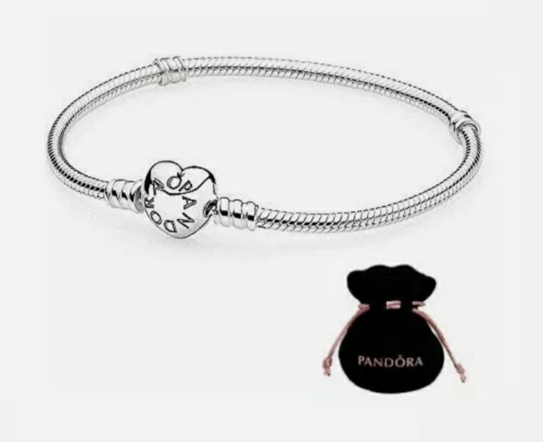 Authentic Pandora Charm Bracelet 925 Sterling Silver Moment Heart ...