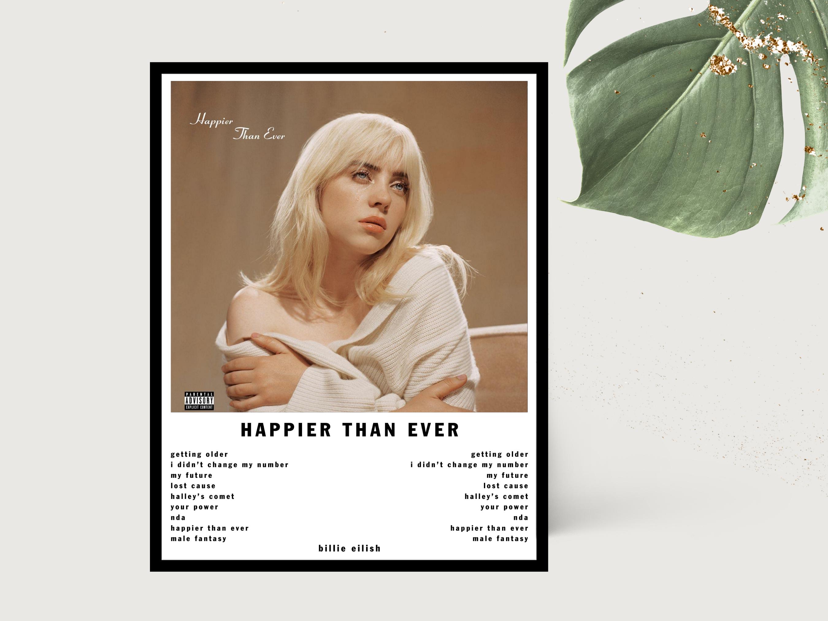Billie Eilish Poster, Happier Than Ever Poster, Album Poster, Music ...