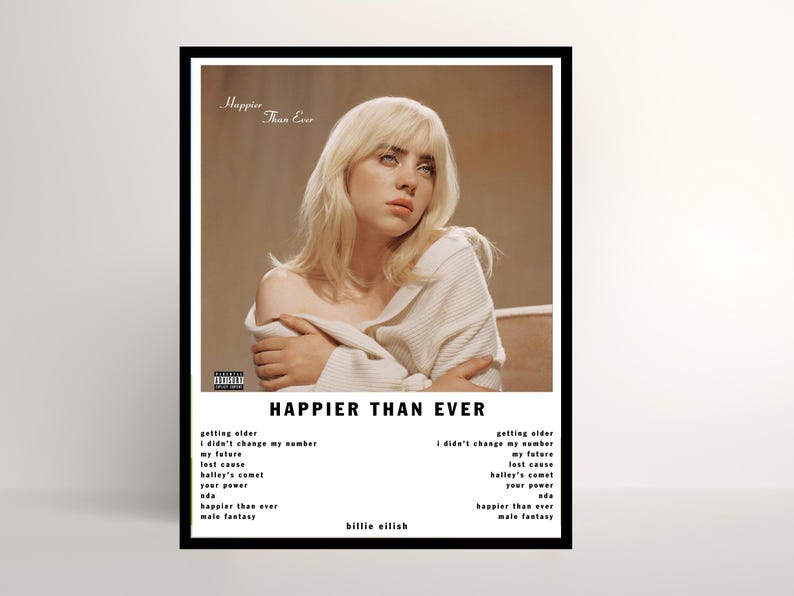 Billie Eilish Poster, Happier Than Ever Poster, Album Poster, Music Poster - Etsy Australia