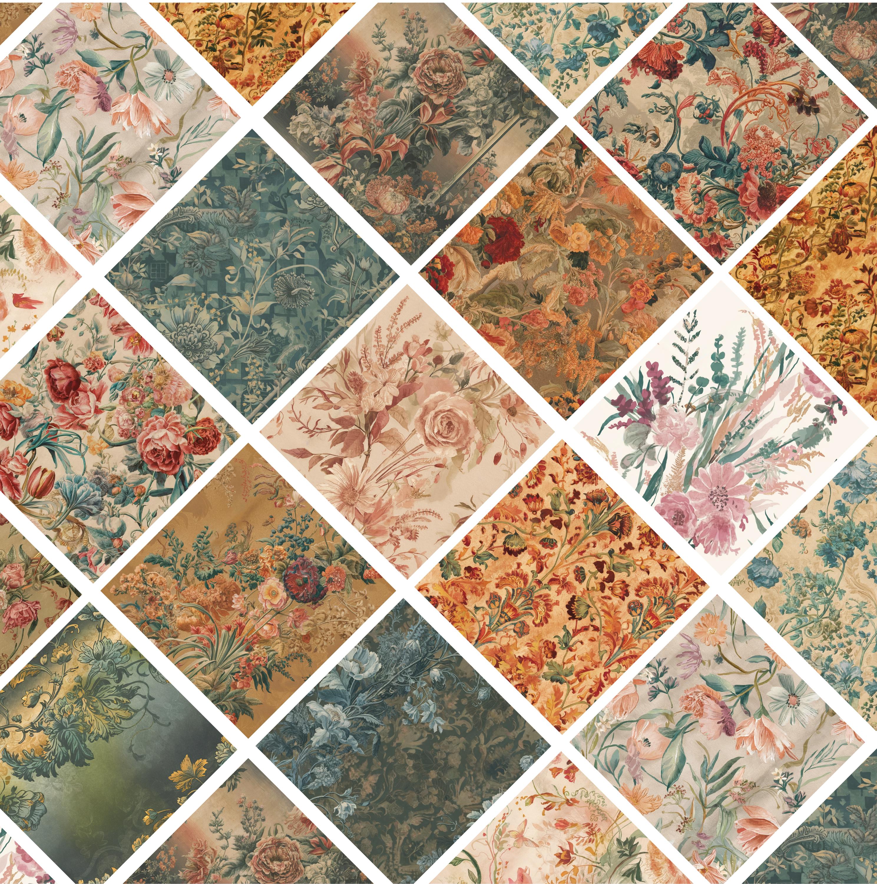 Seamless Antique Floral Patterns - Digital Paper - Digital Download - Etsy