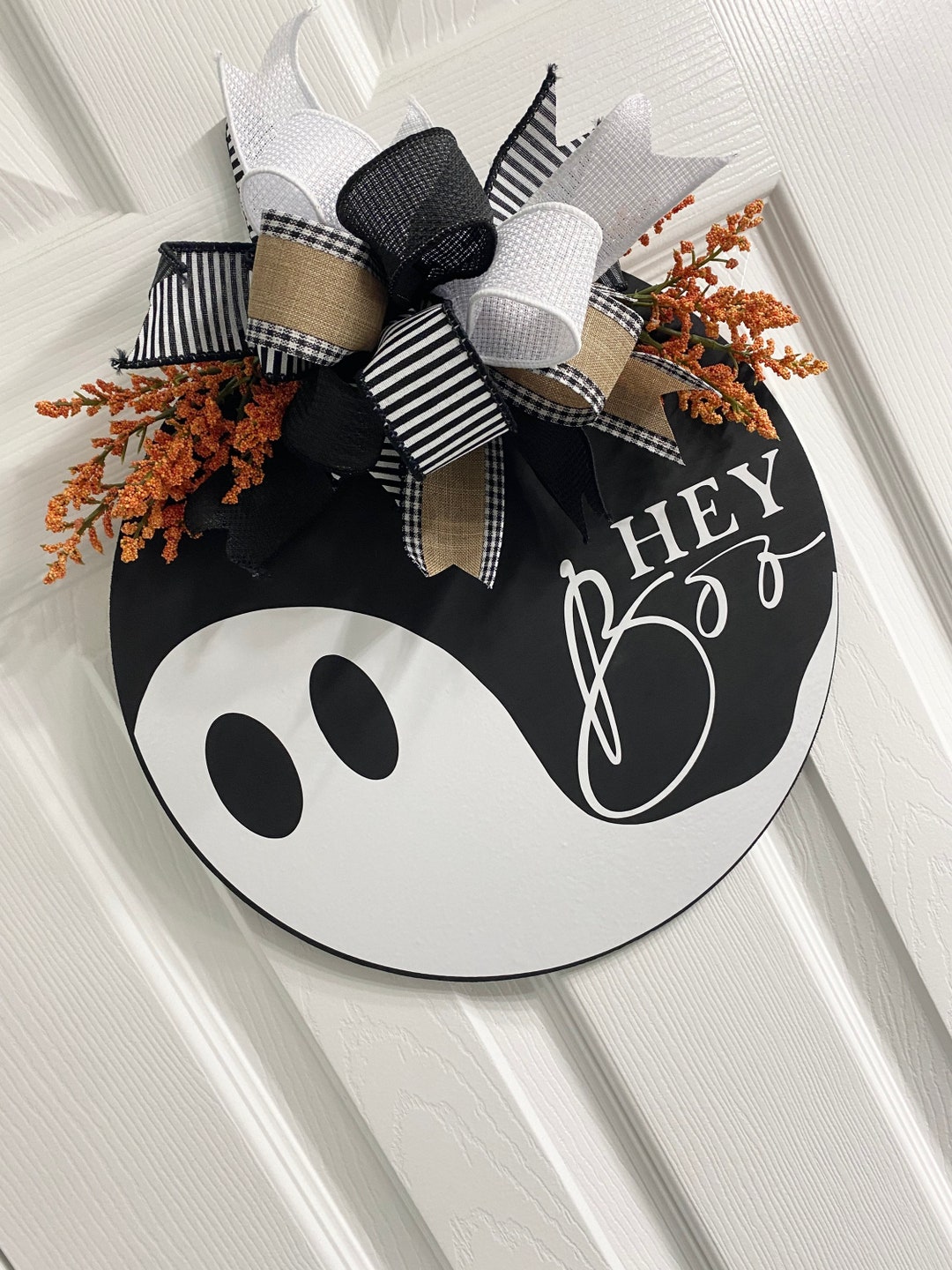 Halloween Welcome Sign, Halloween Door Hanger, Halloween Decor, Ghost ...