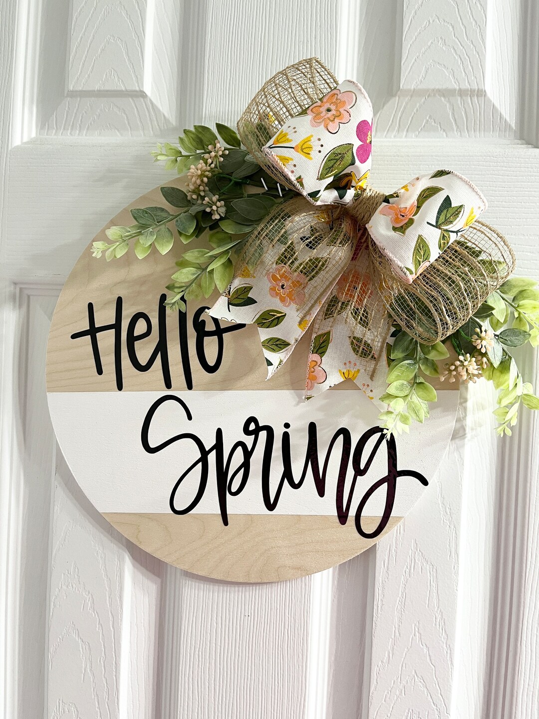 Spring Wood Round Door Hanger, Easter Welcome Sign, Spring Decor. - Etsy