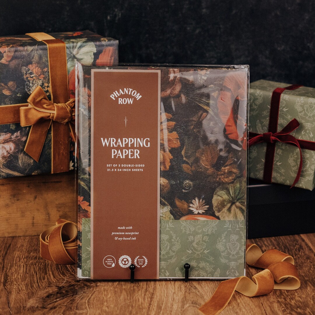 Reversible Wrapping Paper | Baroque Blooms & Divine Love / Dark Floral ...