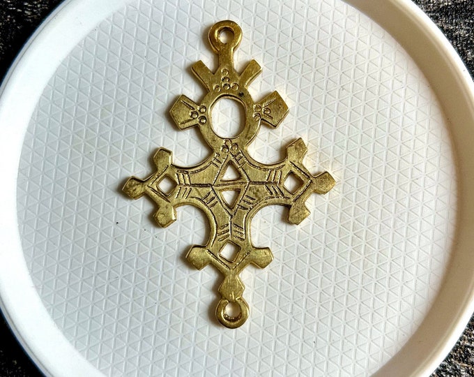 2.4 Inch Small Tribal Brass Coptic Cross Connecter \ Brass Connectors ...