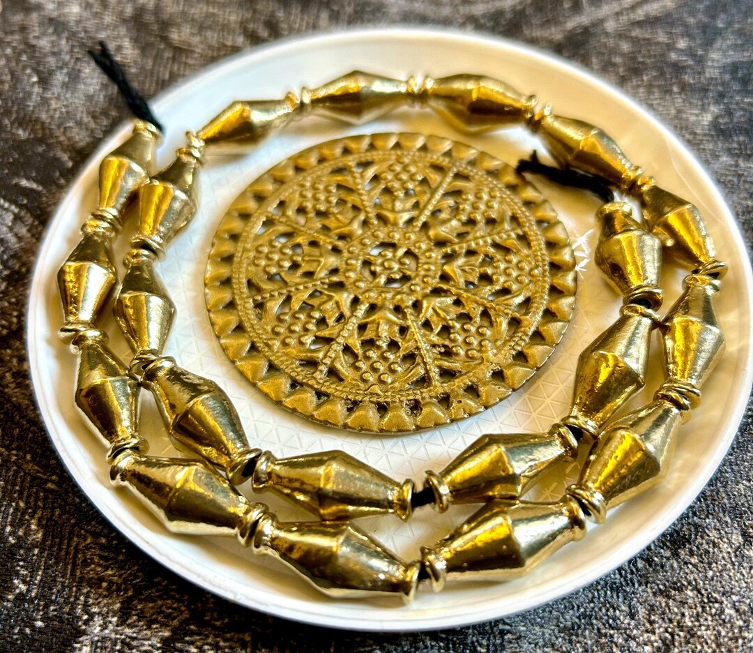 30 Piece > 19 Mm Long Solid Brass Bicone Beads, African Metal Beads ...