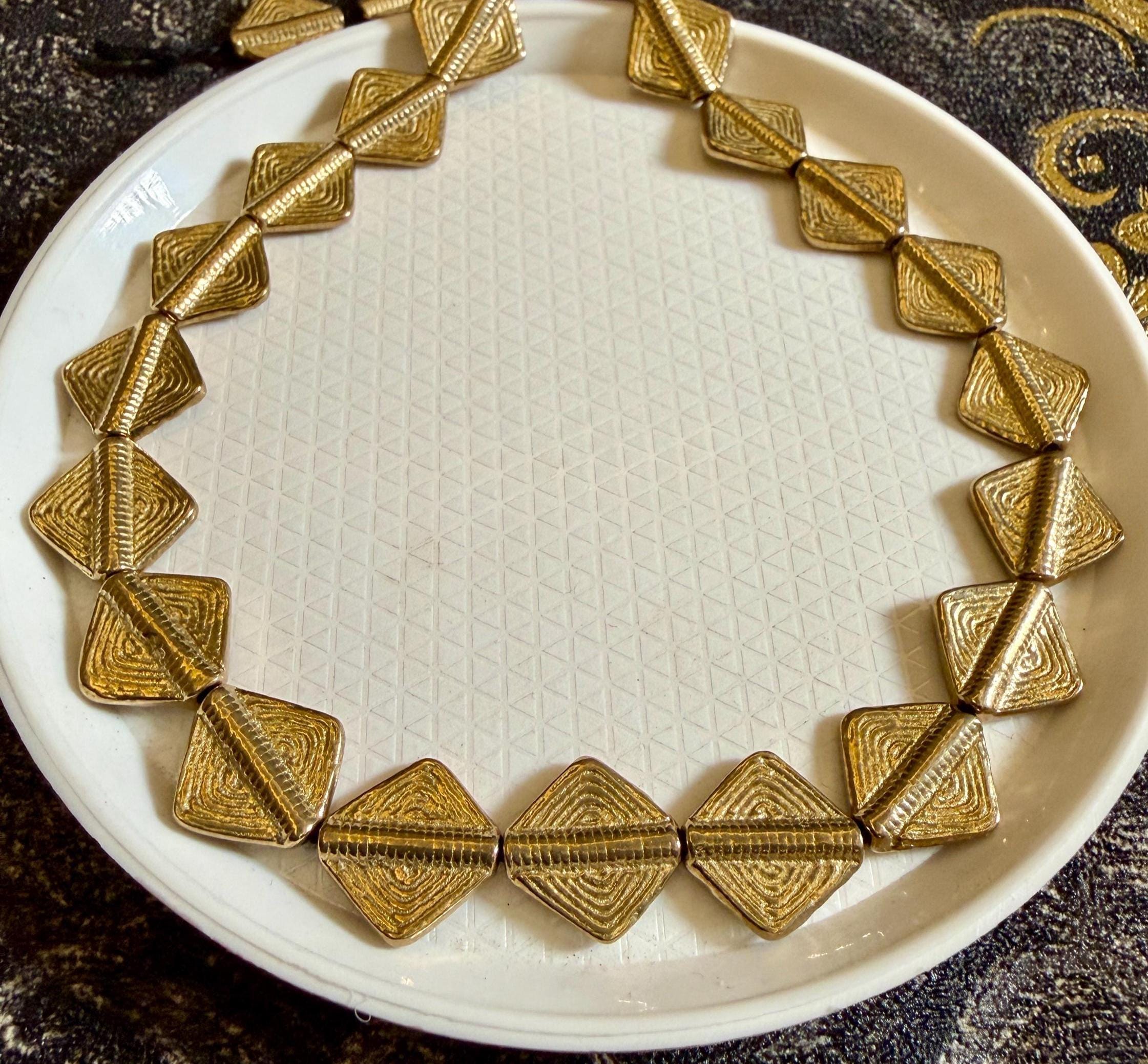 30pc 13MM SMALL Solid Brass Spiral Beads: African Tribal Nugget Discs ...