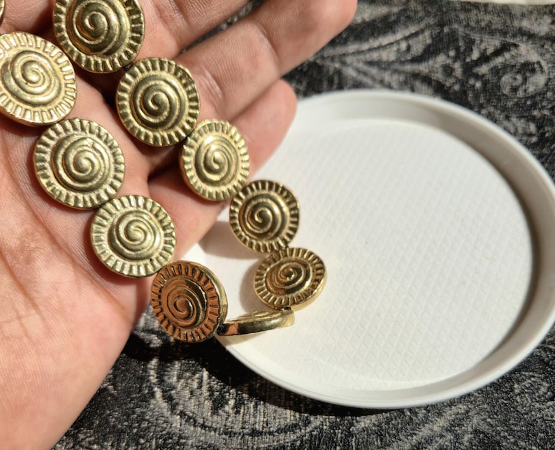 10pc Handmade Brass Spiral Beads: Antique Style, Ethnic Spacer (10 Pc ...