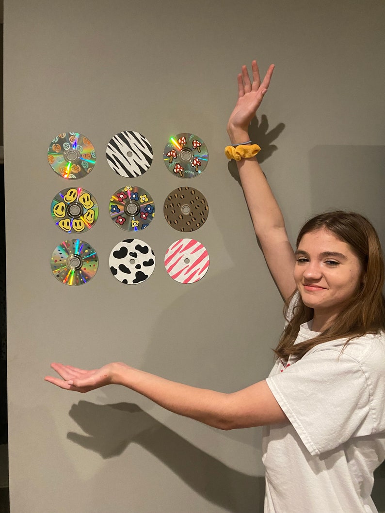 Decorative PAINTED Cds (set of 9 or 16) - Etsy