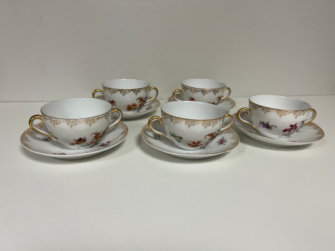 Vintage Czechoslovakia Marked Double Handled Tea Cups or Boullion ...
