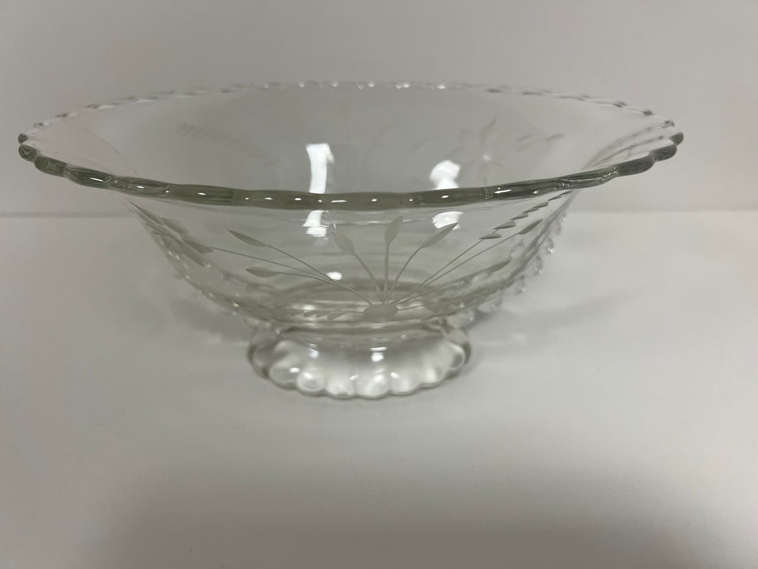 Large Footed Console Serving Salad Bowl Bubble Design Etched 10 - Etsy