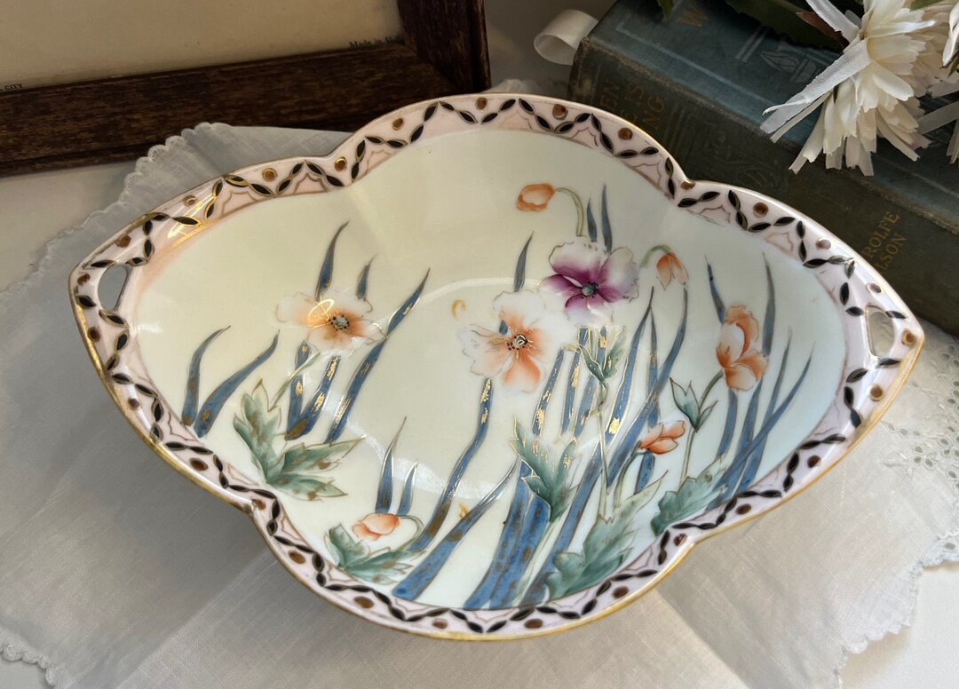 Antique Nippon Morimura Brothers Hand Painted Floral Oval Dish - Etsy